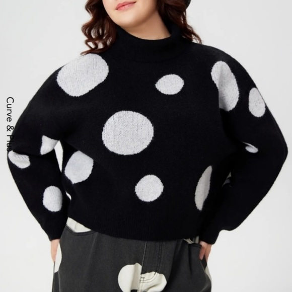 Cider | Sweaters | Nwt Curve Plus Size Knit Polka Dot Turtleneck ...